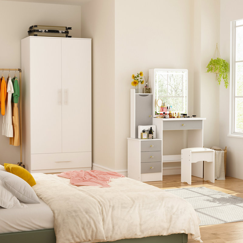 Ebern Designs Bedroom Set With One Wardrobe And One Makeup Vanity Wayfair Canada